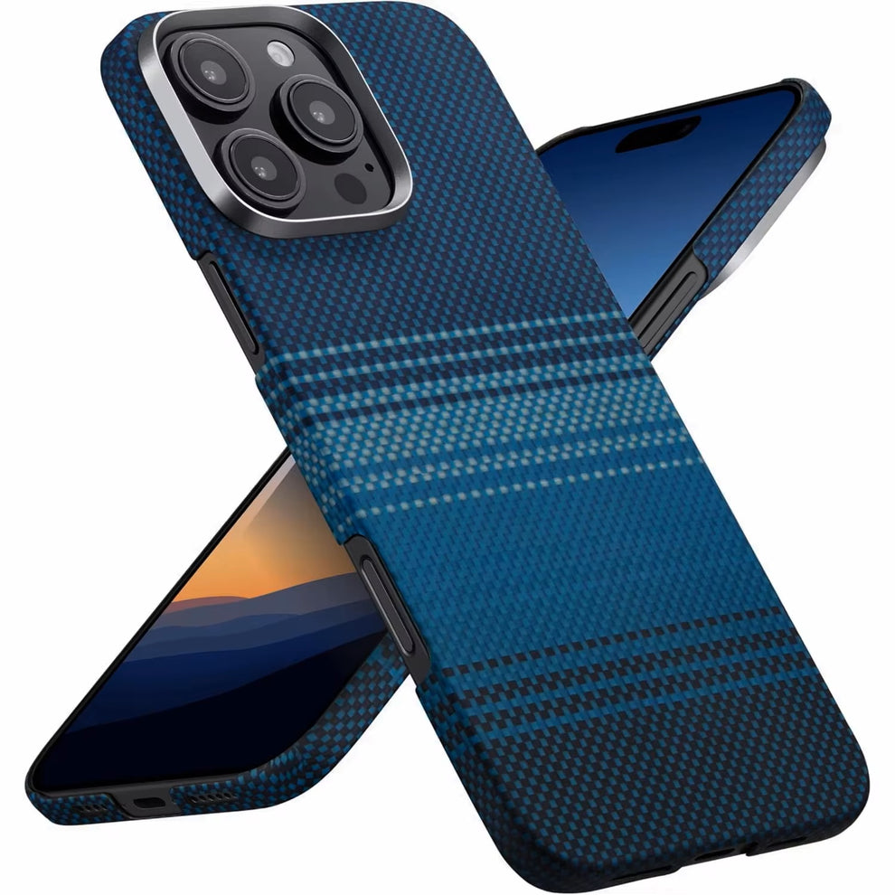 Pitaka Style Blue Print Case – MagSafe iPhone 15/16 Pro Max Cover ...
